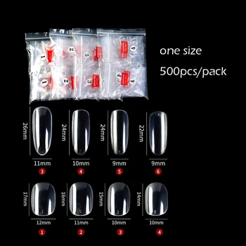 500pcs/pack Practice False Nails Single Size 3 4 5 6 Clear Natural ...