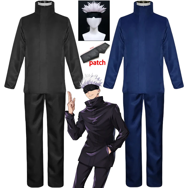 Jujutsu Kaisen Gojo Satoru Cosplay Costume Anime Gojo Uniform Wig Patch ...