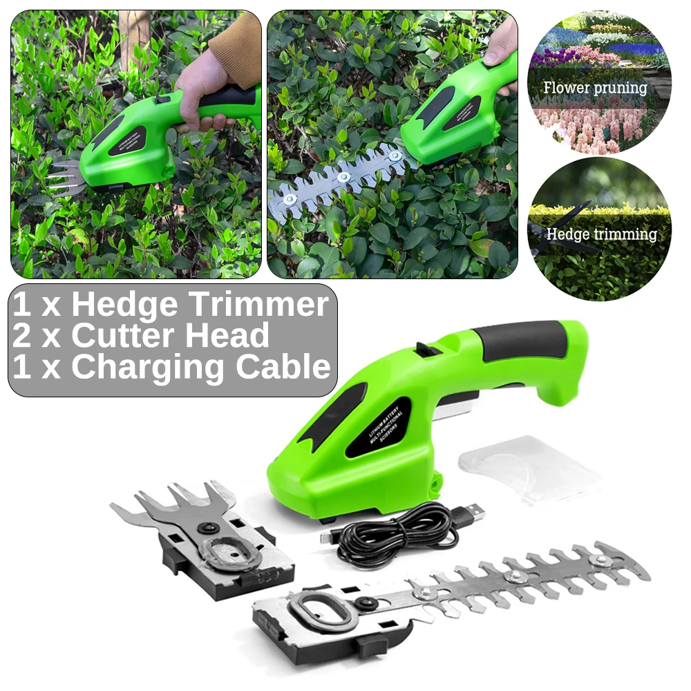 3-6V-Garden-Electric-Trimmer-Pruning-Shears-Lawn-Hedge-Rechargeable ...