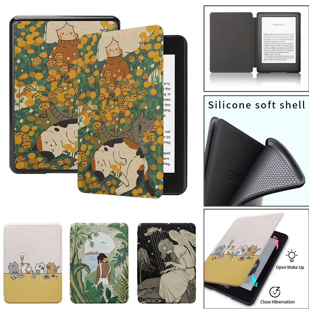 kindle-case-cute-cat-and-woman-and-angel-pattern-paperwhite4th-5th ...