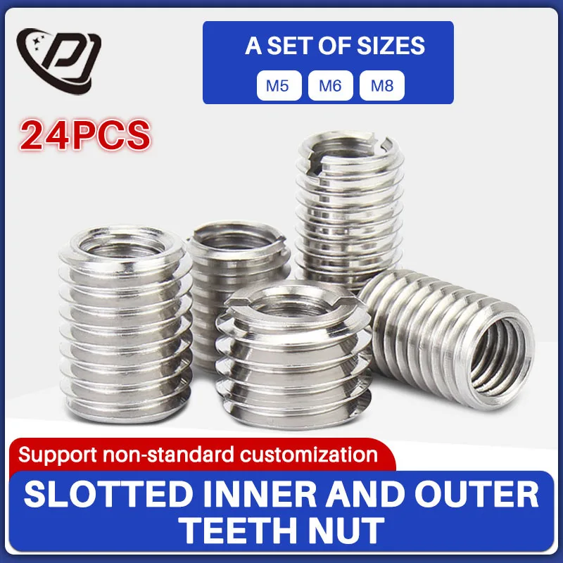 LPJ-24pcs-Set-M5-M6-M8-Thread-Insert-303-Stainless-Steel-Slotted-Inside ...