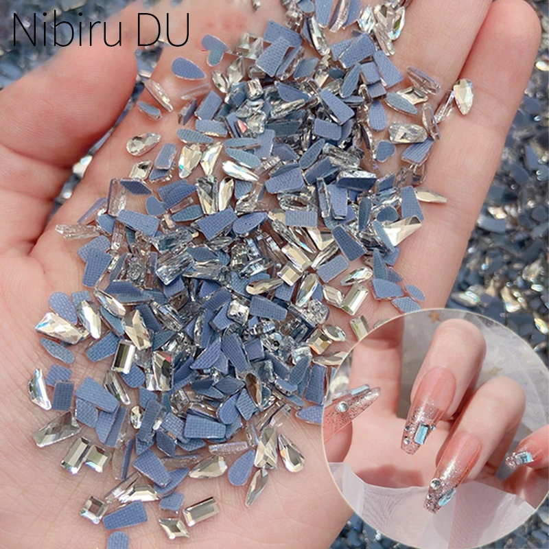 200/50PCS Crystal White Nail Art Rhinestones Mini Diamond Flat Bottom ...