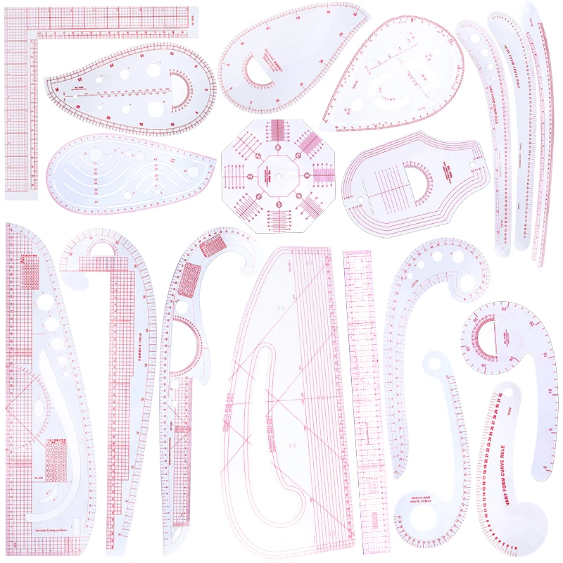 Multifunction Patchwork Ruler Plastic French Curve Sewing Ruler Measure ...