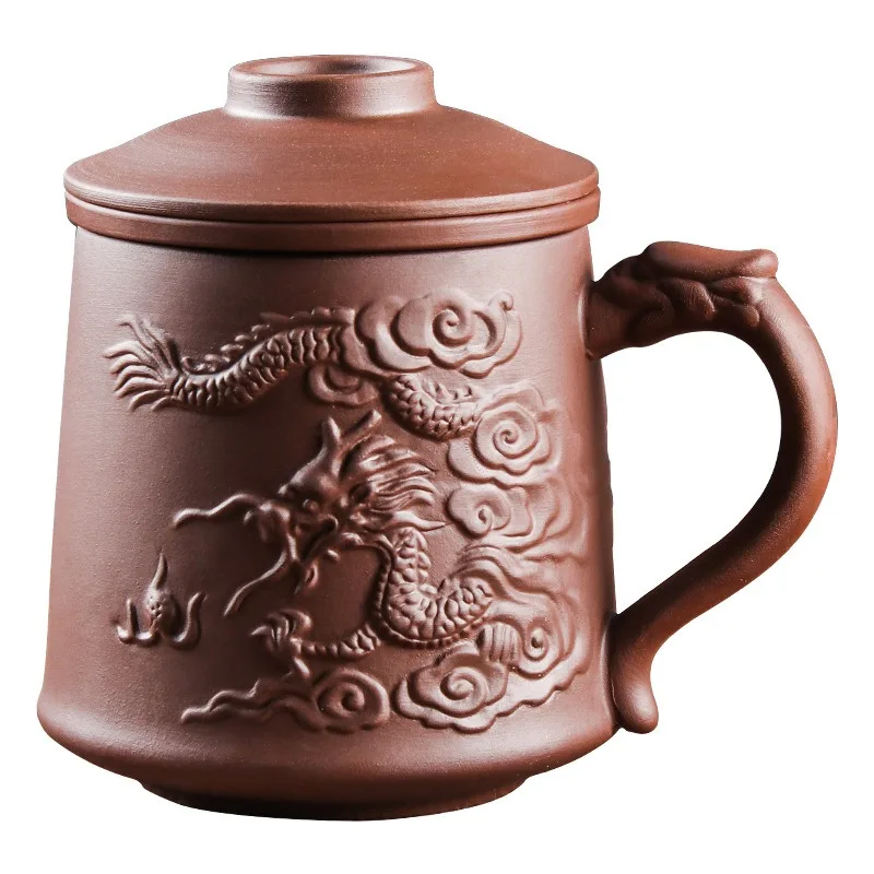 Handmade-Purple-Clay-Tea-Cup-with-Lid-Filter-Inner-Bile-Teacup-Dragon ...