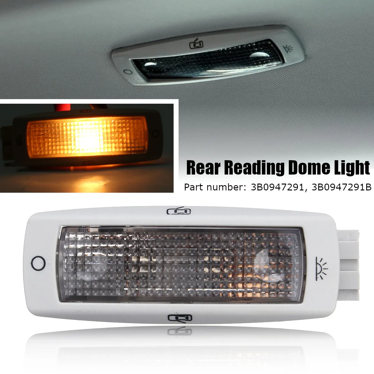 1pc Car Rear Reading Map Dome Light Ceiling Lamp For VW Golf Passat ...