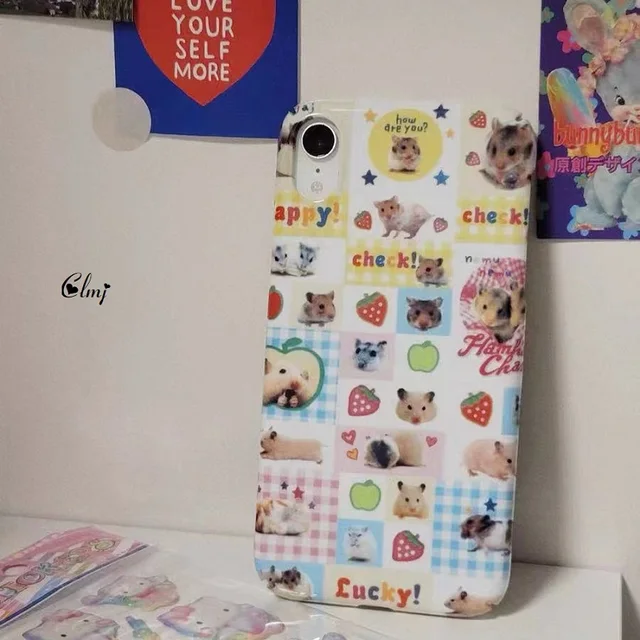 Clmj Cute Hamster Animal Strawberry iPhone Case For iPhone 11 12 Mini ...