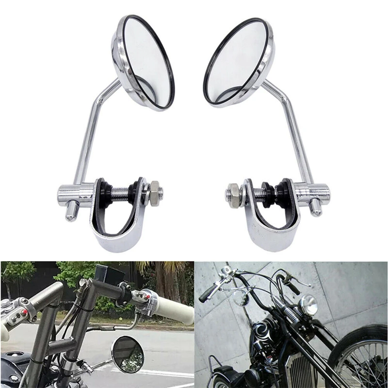 2Pcs-7-8-Handlebar-Round-Rear-View-Side-Mirrors-Motorcycle-For-Bobber ...