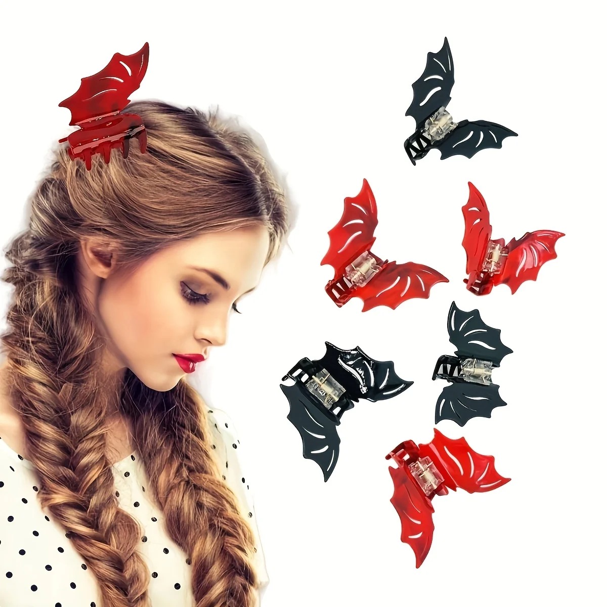 2PCS/SET Medium Bat Hair Clip with acetic acid Animal Clip Halloween ...