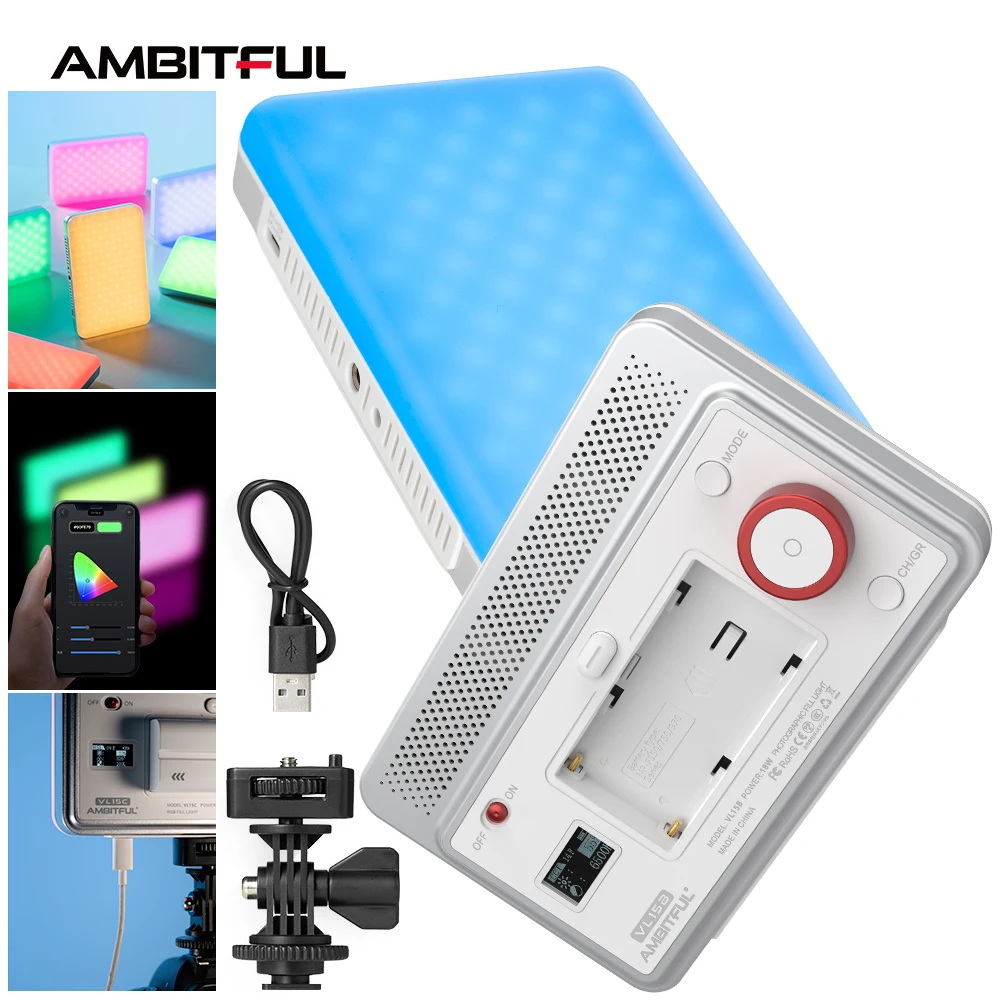AMBITFUL-VL15B-Bi-color-VL15C-RGB-Full-Color-Fill-Light-LED-Video-Photo ...