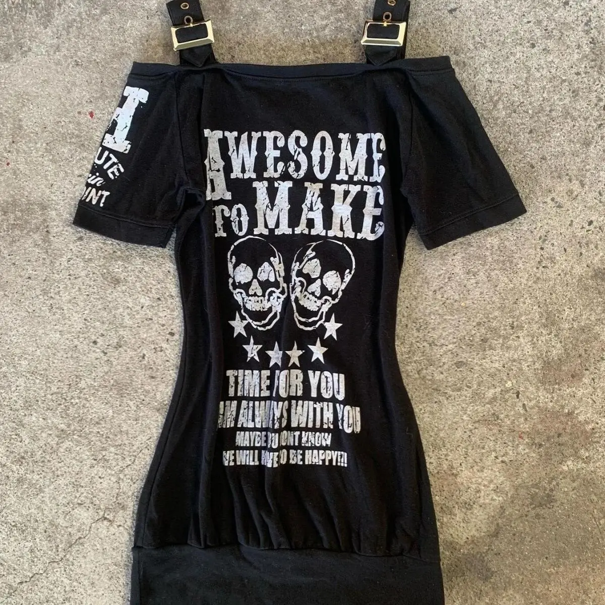 Y2k Punk Clothes Dresses Woman 90s Goth Slash Neck Sling Skull Letter ...