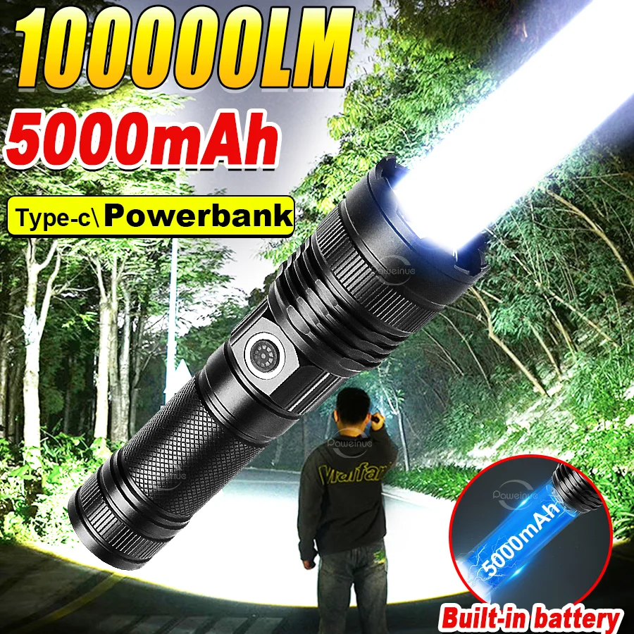 1000000LM-500W-High-Power-LED-Rechargeable-Flashlights-5000MAH-Ultra ...