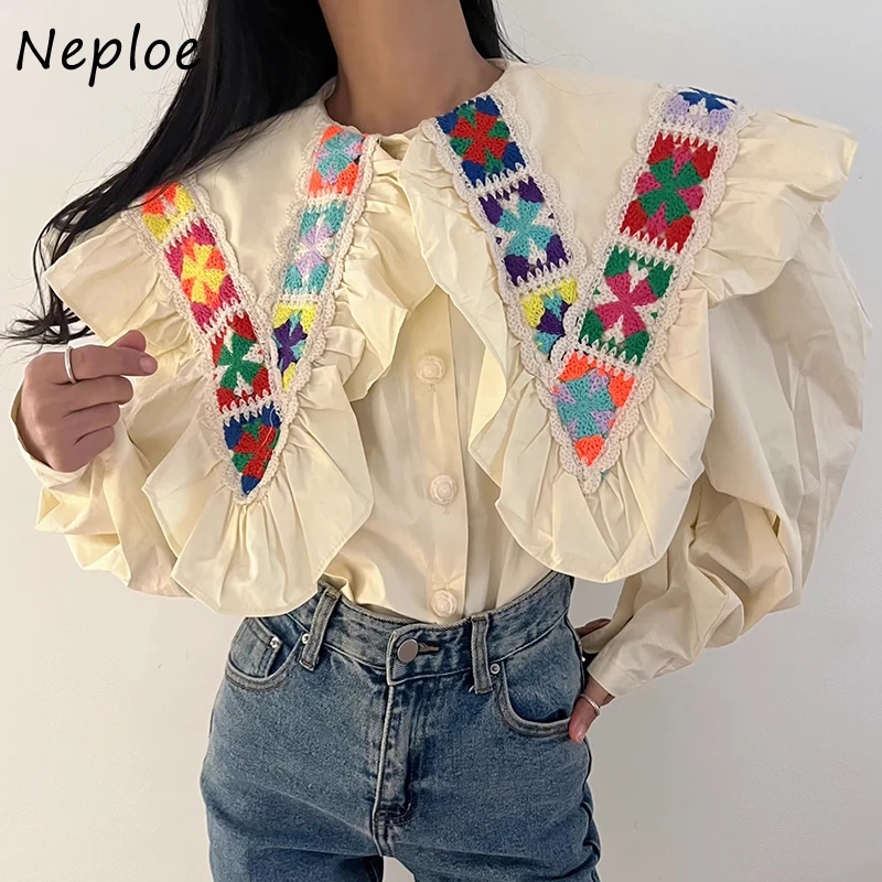 Neploe-Chic-French-Ethnic-Style-Blouses-2024-Spring-Lapel-Collar ...