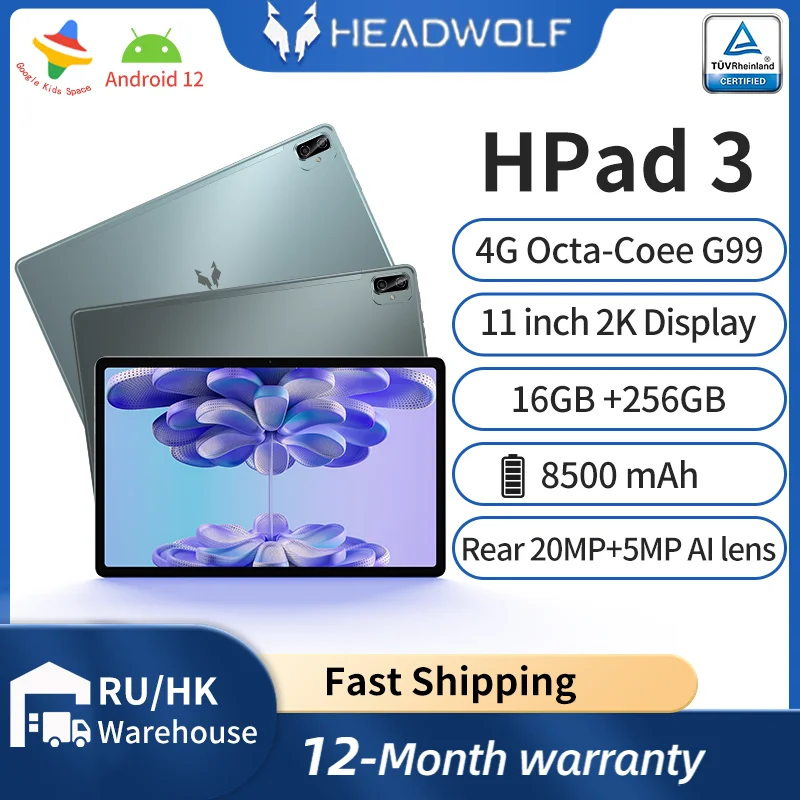 Headwolf HPad 3 Tablet Android 12 MTK G99 Octa-core 16GB Ram 256GB ROM UFS2.2,11 ''2K FHD ...