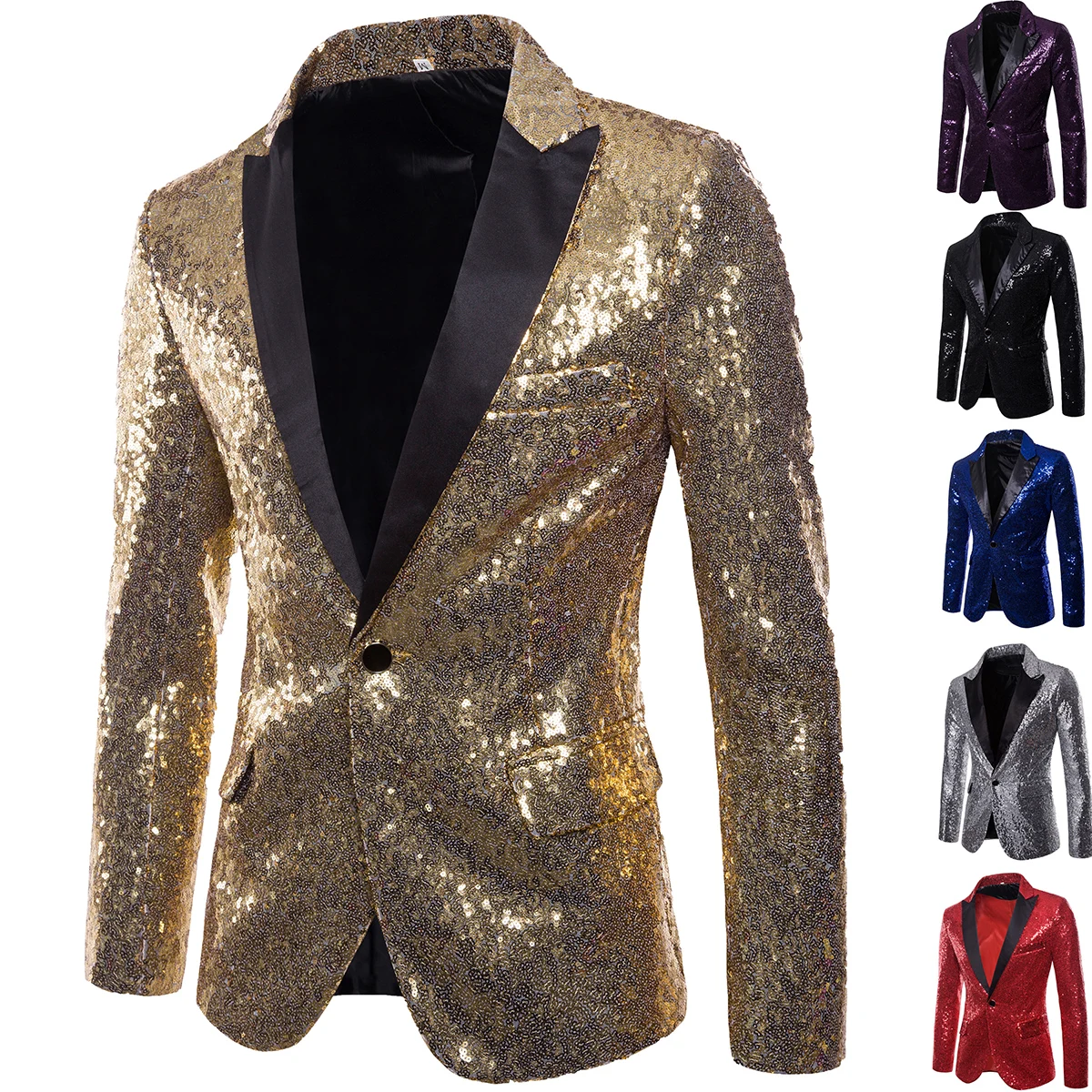 Sparkling Sequin Men's Blazer: Perfect for Weddings, Stage, and ...