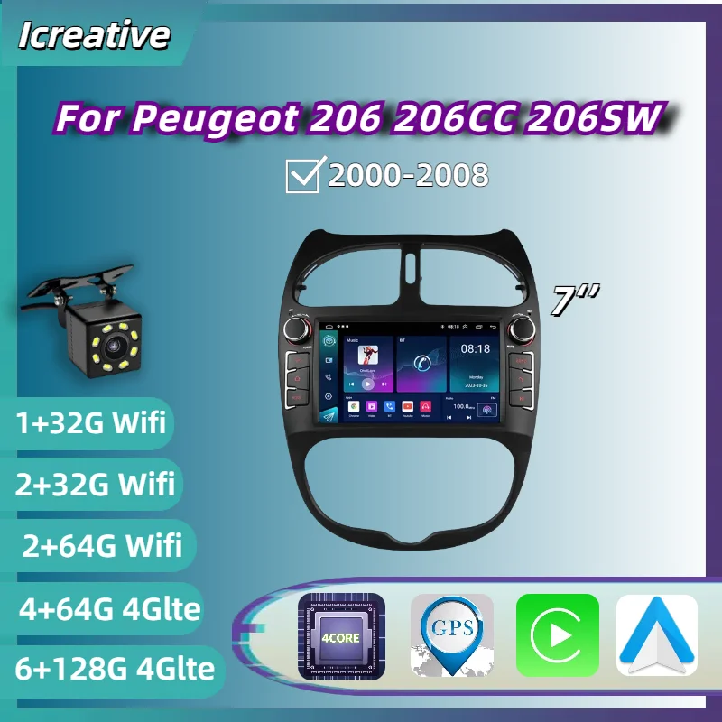 Car-Radio-Android-for-Peugeot-206-206CC-206SW-2000-2008-7inch ...