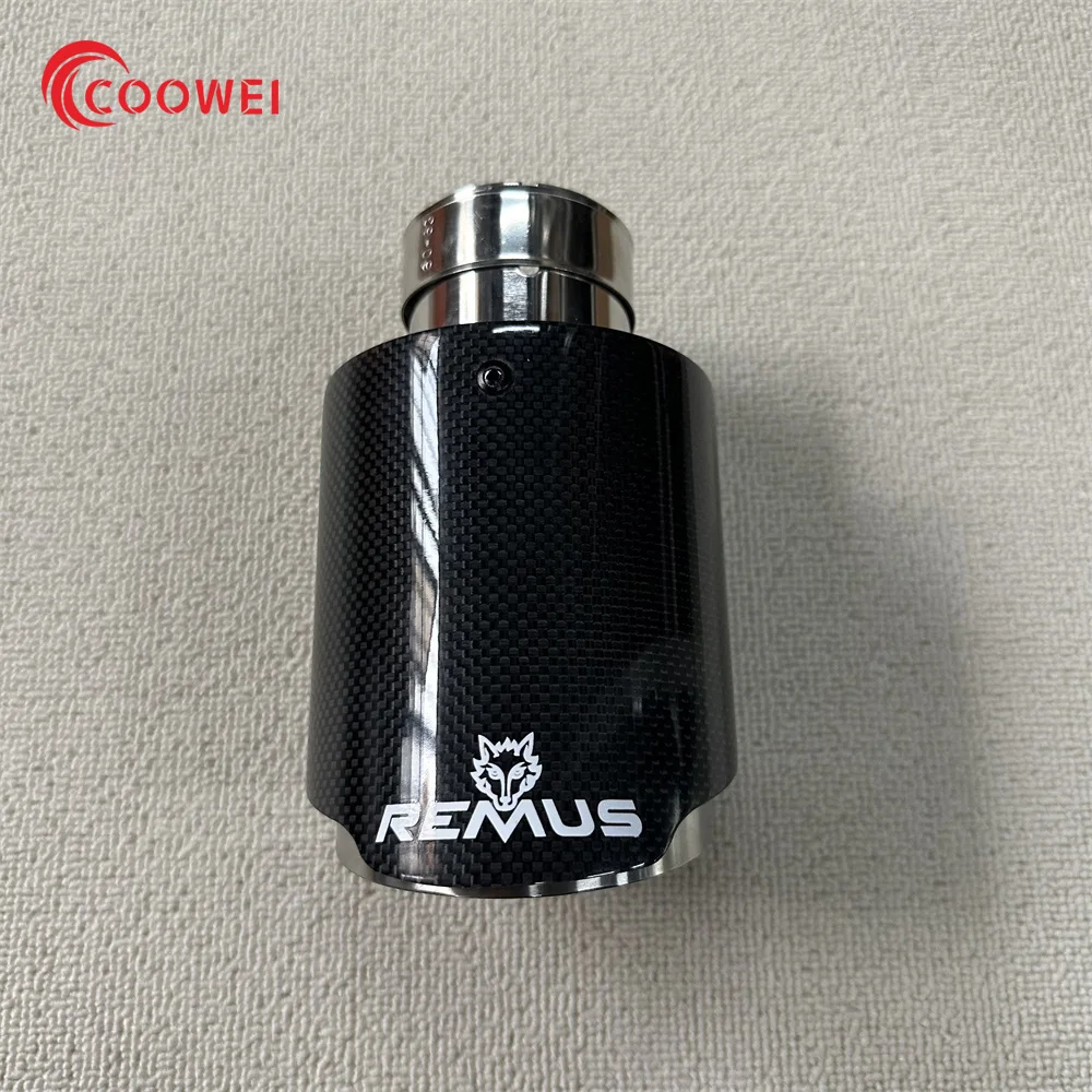 Car-Universal-Remus-Glossy-Carbon-Fiber-Muffler-Tip-Exhaust-System-Pipe ...