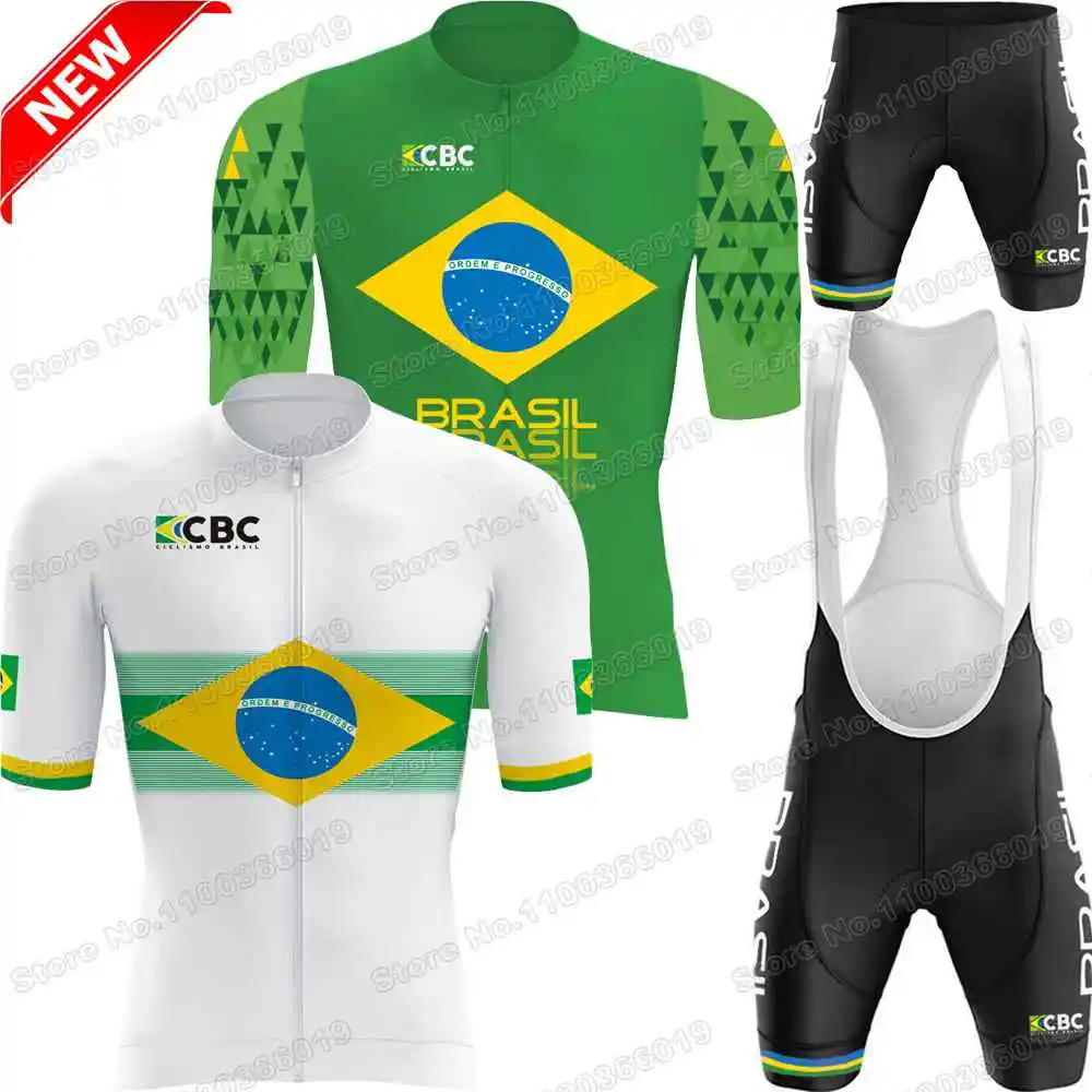 2023 Brazil Cycling Jersey White Green Set Brazilian National Team ...