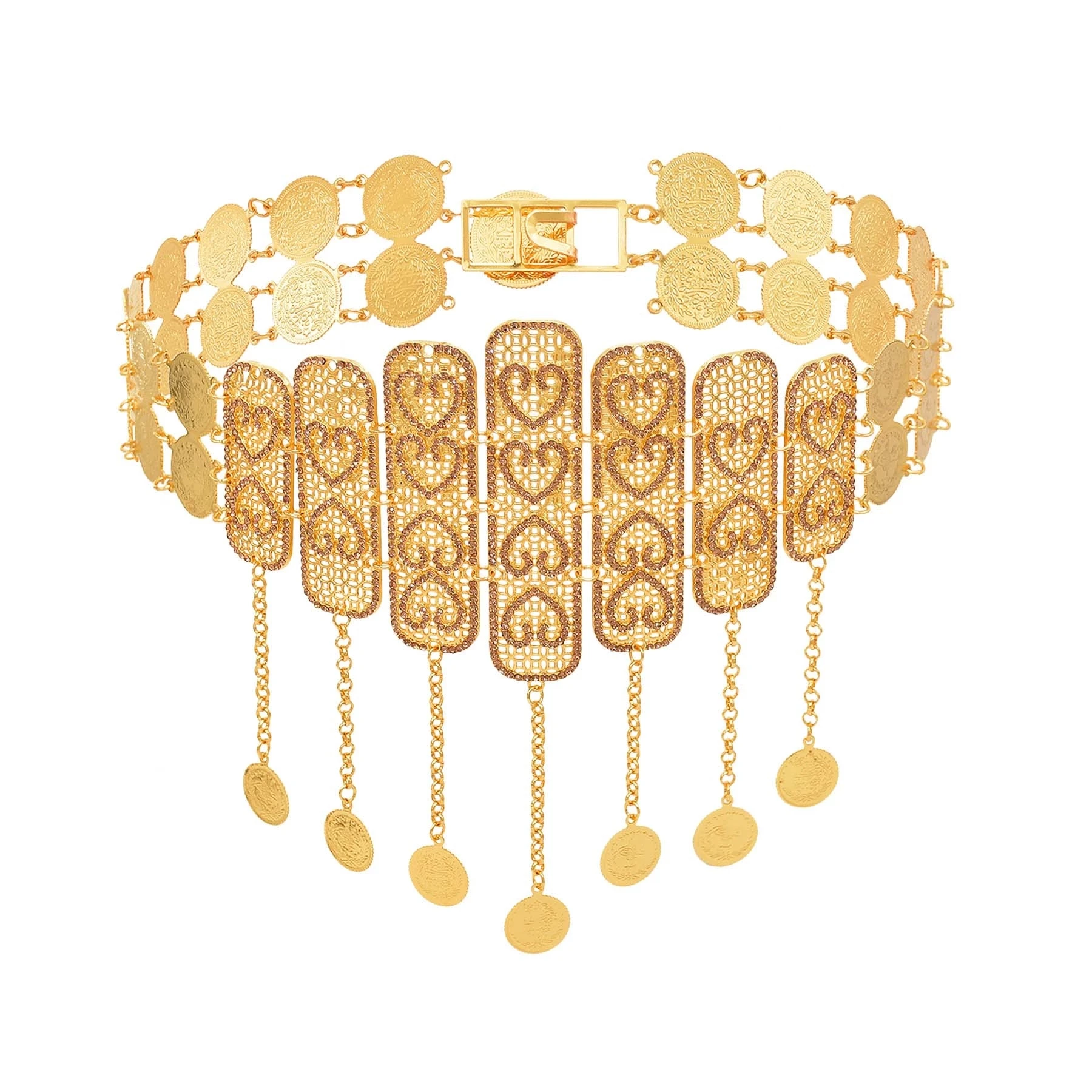 Afghan-Turkish-Gold-Coins-Belts-Rhinestone-Crystal-Geometric-Heart ...