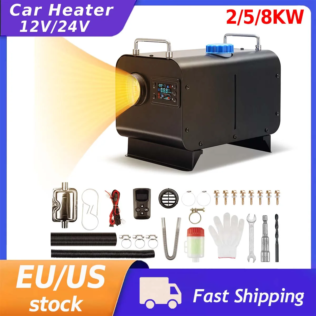2 5 8KW Car Heater 12V Air Diesel Heater With LCD switch Remote Control ...