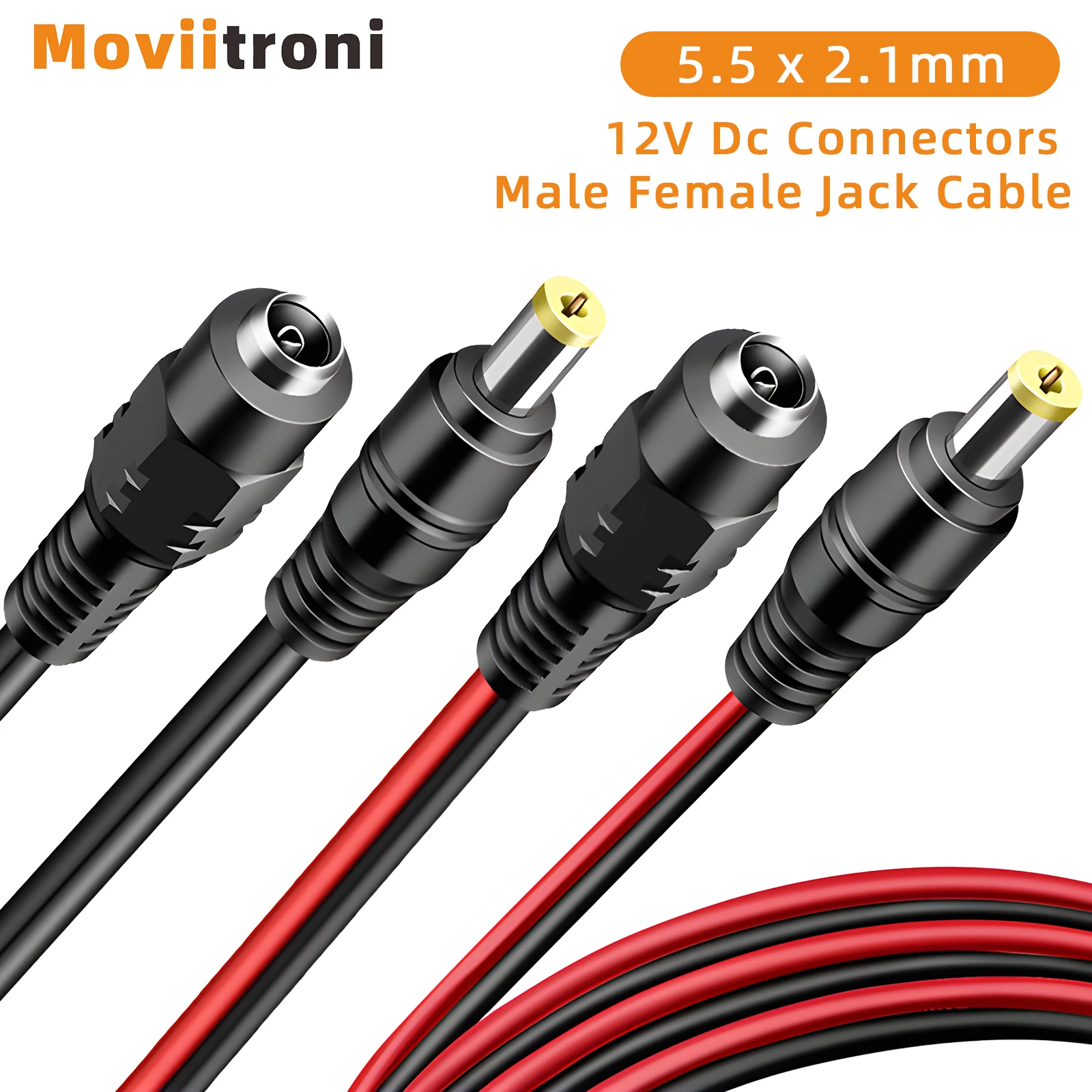 12V-1-8A-DC-Power-Cable-Connectors-5-5x2-1mm-Male-Female-Jack-Wire-Line ...