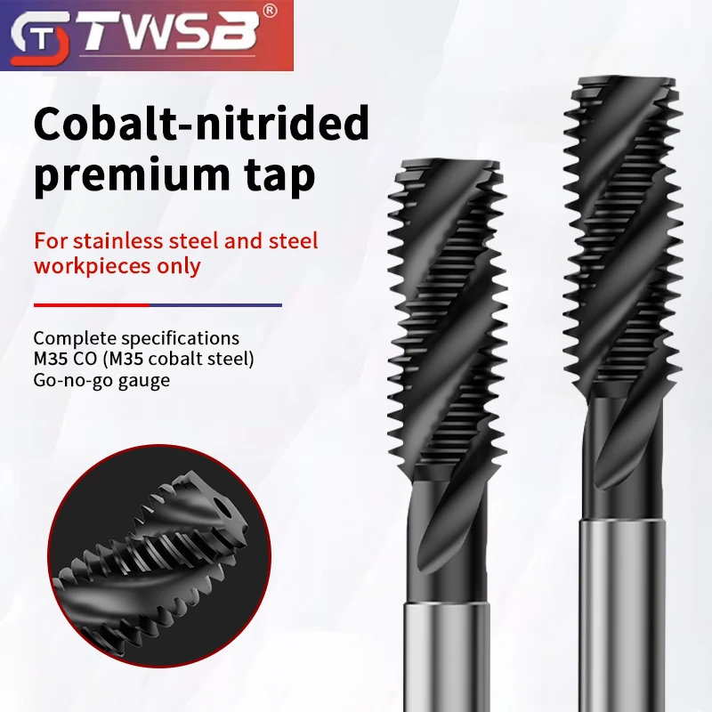 M35 cobalt-containing nitrided machine tap, straight flute tap, spiral ...