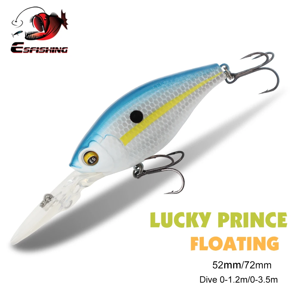 ESFISHING New 2023 Hard Bait Lucky Prince 52mm 72mm Quality Depth Crank ...