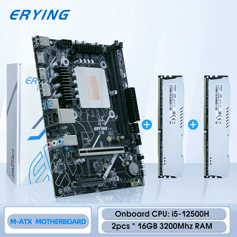 ERYING Gaming PC Motherboard with Onboard CPU Core i5 Kit SRLCY i5 12500H i5-12500H (NO ES ...