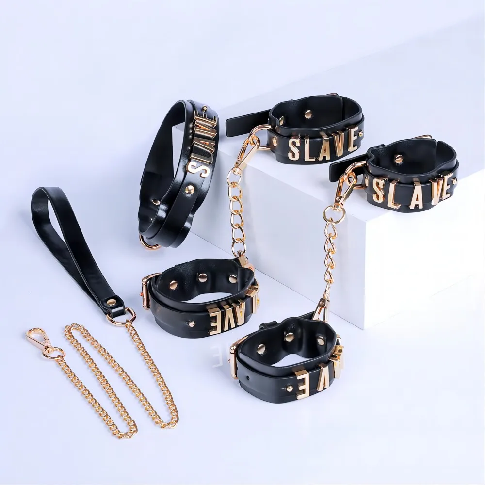 Bondage-Collar-Three-Piece-Set-with-Letters-SM-Cosplay-Femdom ...