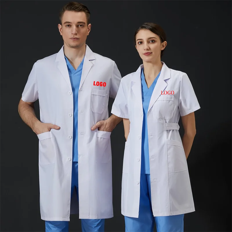 Custom Logo Men's Lab Coat 3 Pockets Short Sleeve Women's Lab Coats ...
