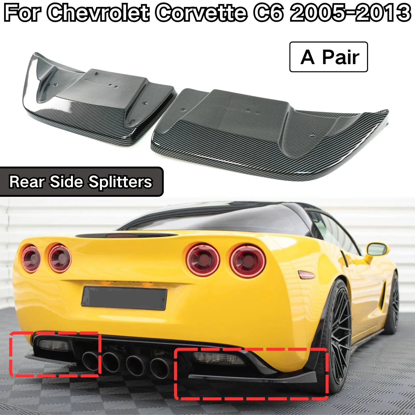 A Pair Rear Bumper Corner For Chevrolet Corvette C6 2005-2013 Side ...