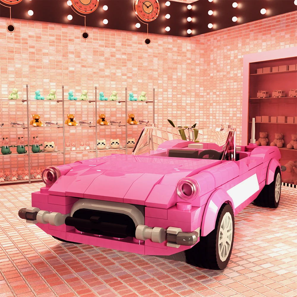 Moc-10321-BarbiesPink-Corvett-C1-Car-Building-Blocks-Sets-Bricks-Pink ...