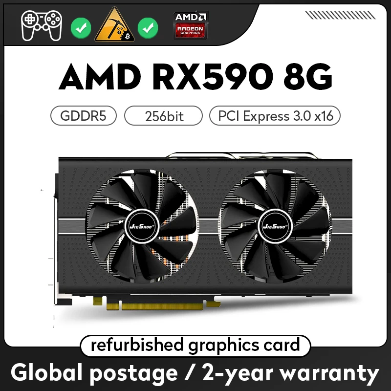JIESHUO-AMD-Radeon-RX590-8G-GDDR6-256Bit-6-8PIN-Game-Video-Card-rx-590 ...