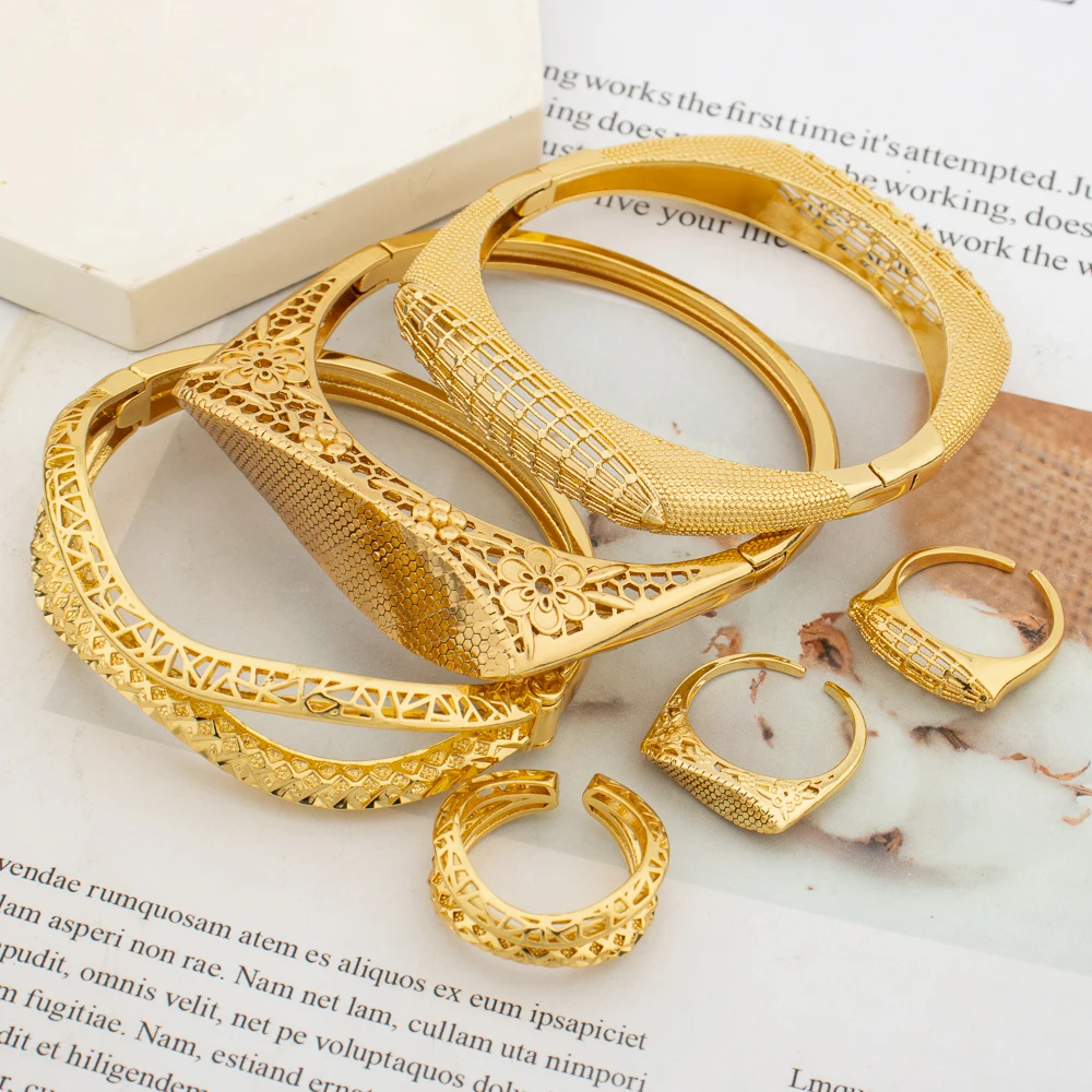 Nigerian-Gold-Color-Bangle-Ring-Jewelry-Set-for-Party-Hollow-Out-Design ...