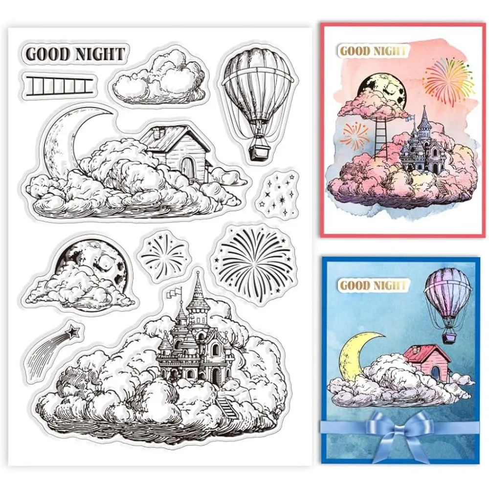 Clouds-Castle-Clear-Stamps-for-DIY-Scrapbooking-Hot-Air-Balloon ...