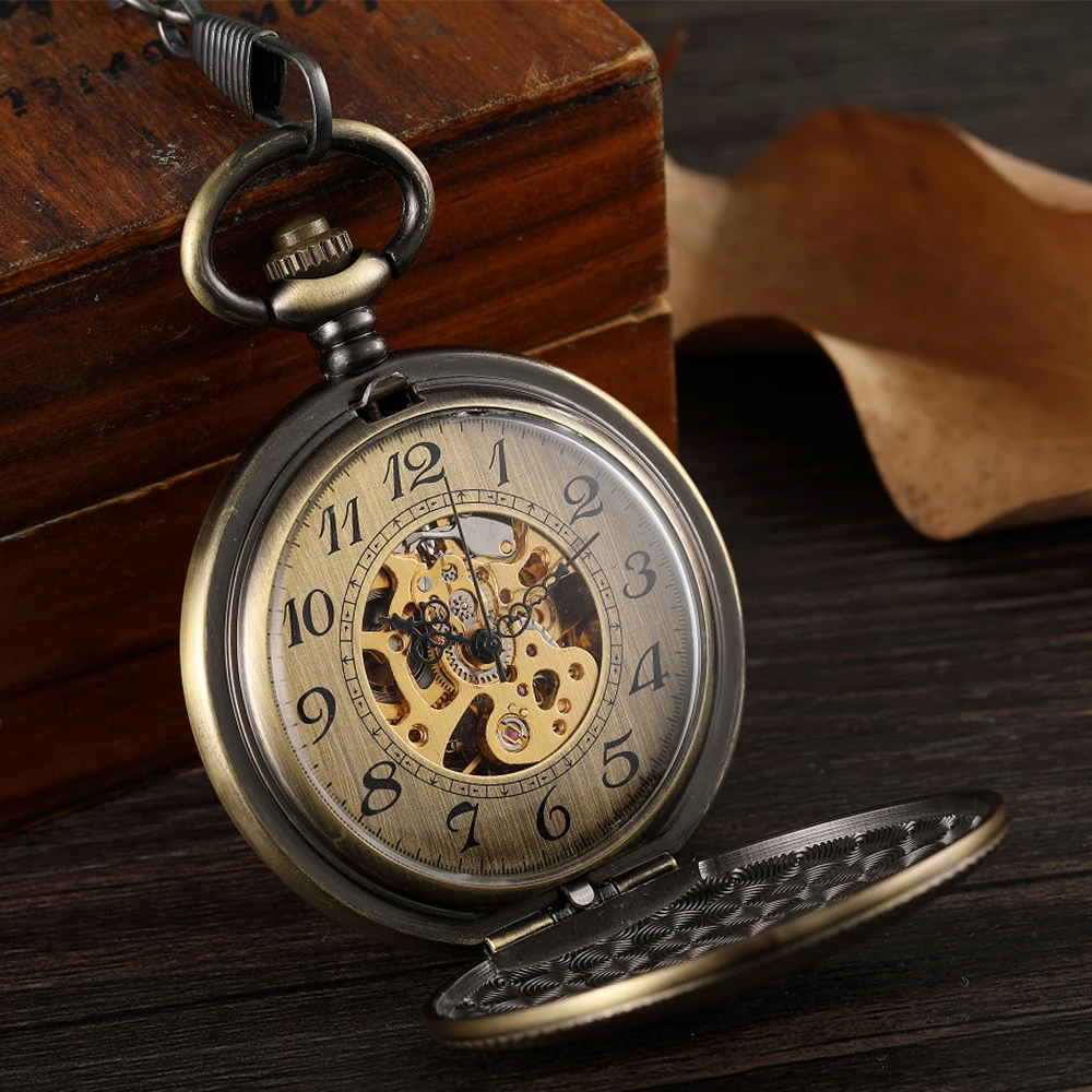 Lady Pocket Watch Skeleton Mechanical FOB VIntage Pocket Watch for Men ...