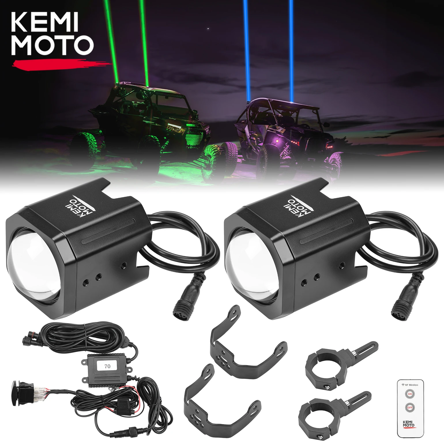 KEMIMOTO 70mm Whipless LED Whip Lights Larger Brighter 1.5''-2'' Roll ...
