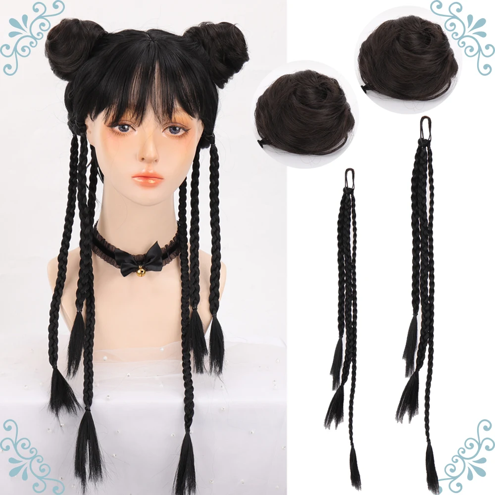 LANLAN Kung Fu Boxing Braids With Rubber Band Synthetic Twist Braided ...