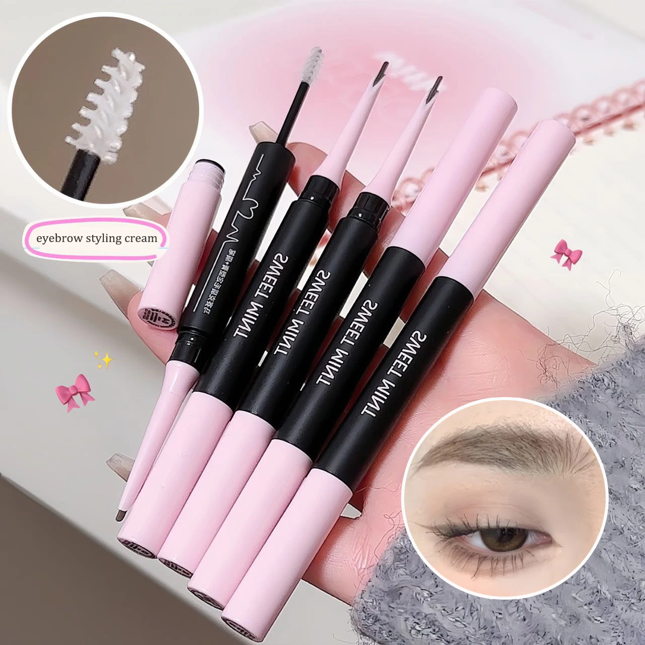 Transparent Shaping Eyebrow Gel Brush Double-head Blade Eyebrow Pencil ...
