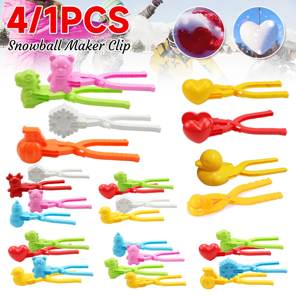 1-4Pcs-Snowball-Maker-Clip-For-Kids-Adult-Heart-Snowflake-Duck-Shape ...