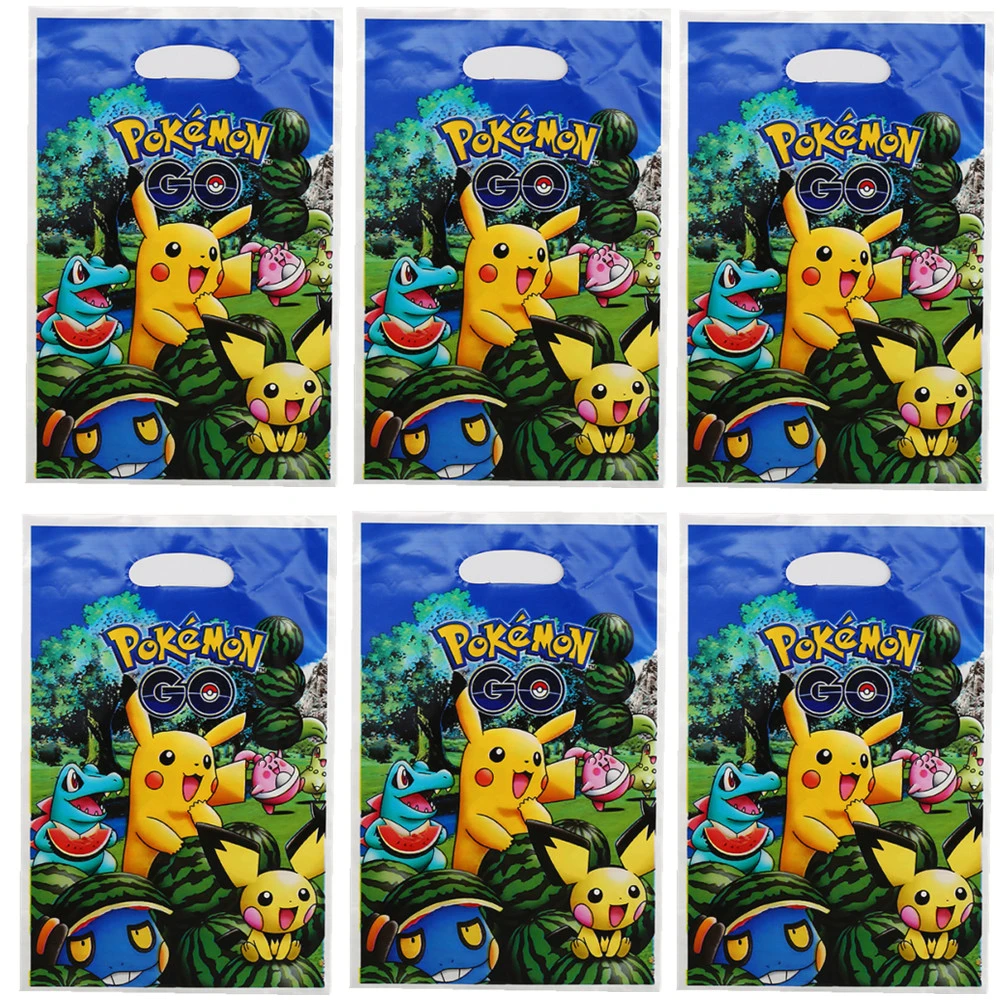 10Pcs/Pack Cartoon Pokemon Theme Candy Loot Bag Handle Gift Bag Kid ...
