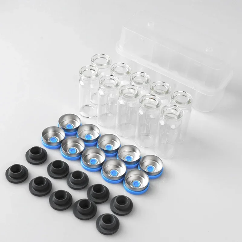 10pcs-Clear-Brown-Injection-Glass-Vial-with-Plastic-Aluminum-Caps-2ml ...