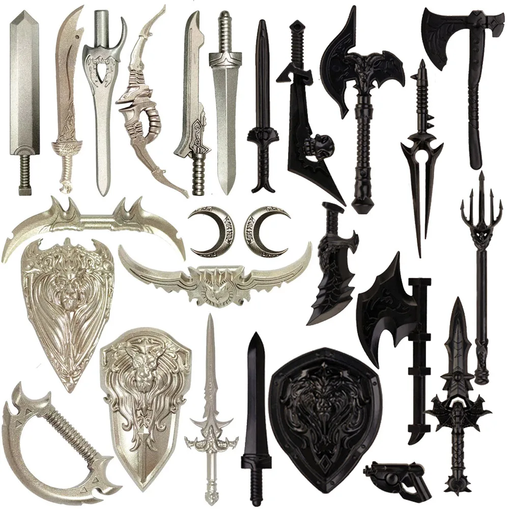 MOC-Medieval-arma-figura-accesorios-arco-flecha-espada-escudo-hacha ...