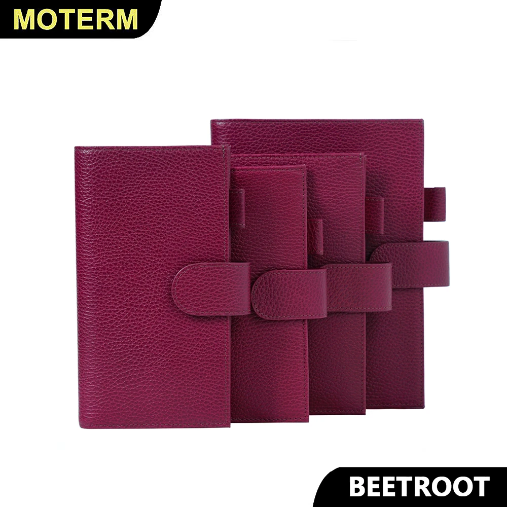 Moterm Firm Pebbled Grain Leather Beetroot Color Genuine Cowhide ...