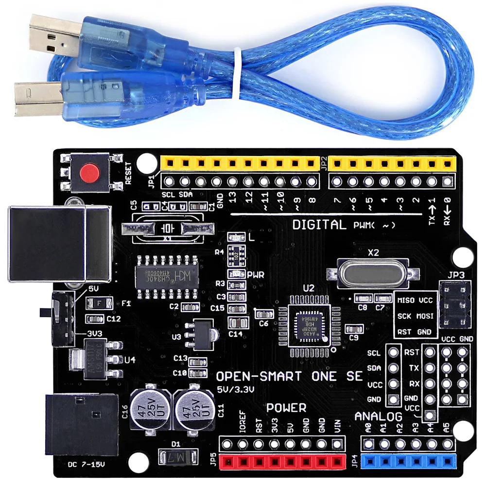 Scheda R3 OPEN SMART 5V / 3.3V (CH340G) scheda di sviluppo Chip ATMEGA328P con cavo USB ...