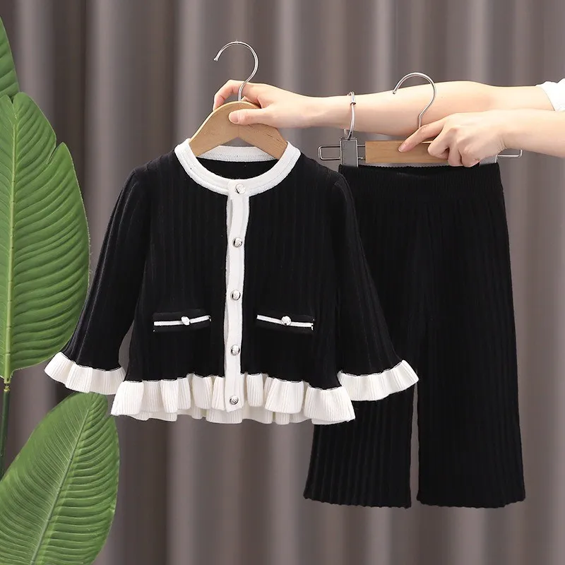 Girl's Jumper Set Autumn and Winter New Fashion Baby Girl Solid Colour ...