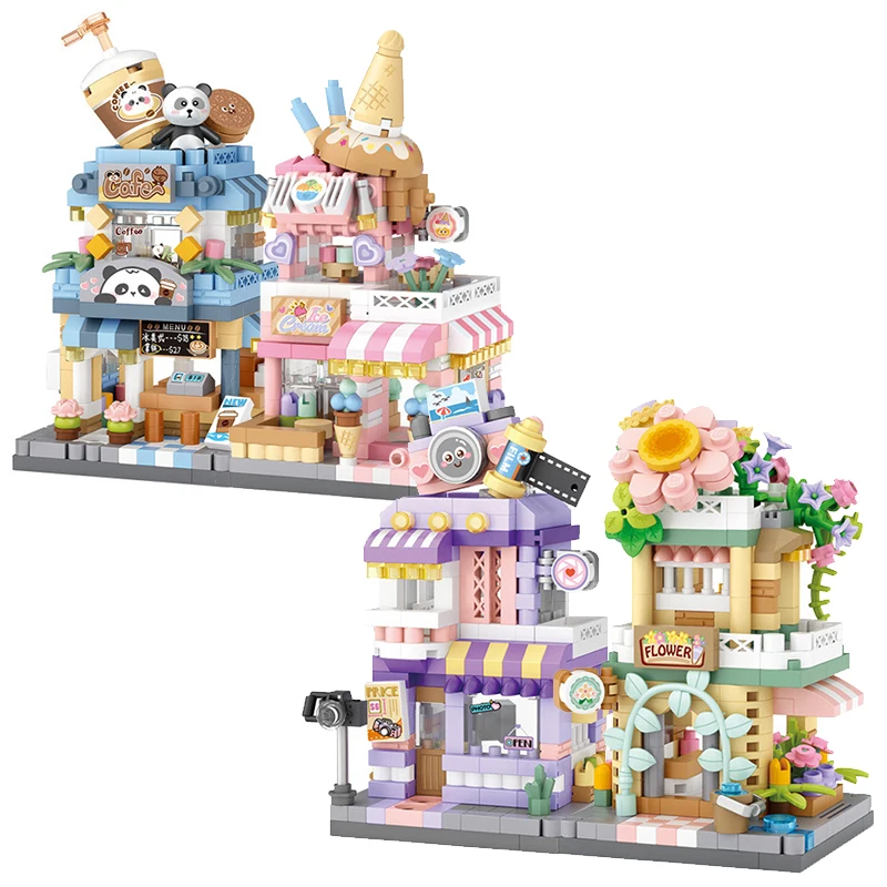Mini-City-Street-View-Flower-Shop-Ice-Cream-Coffee-Store-Building ...