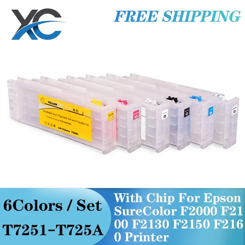 6Colors-Set-T7251-T7251-T7254-T725A-Refillable-Ink-Cartridge-With-Chip ...