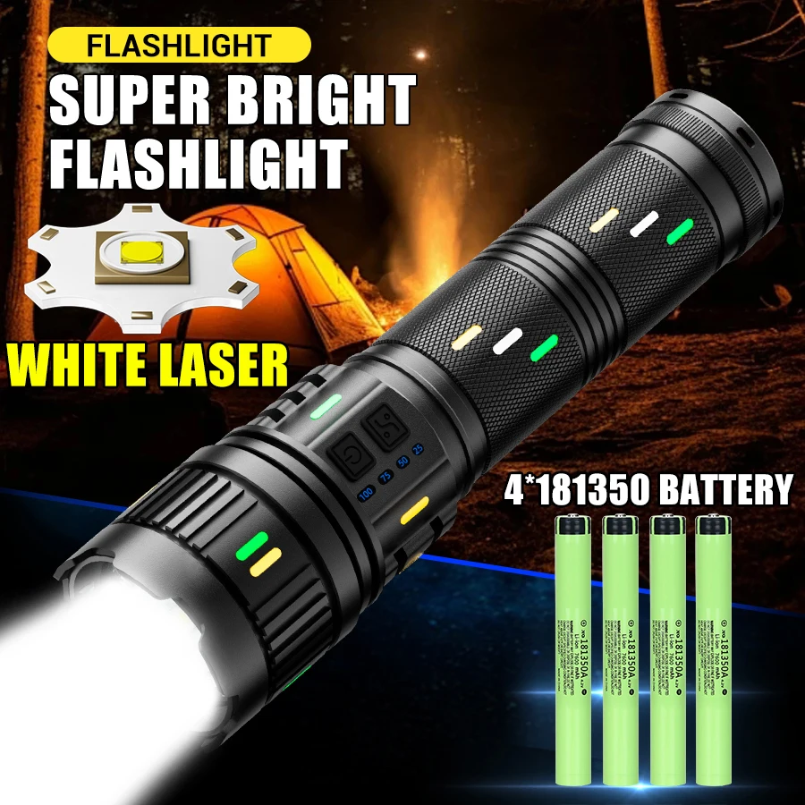 Linternas-LED-l-ser-blancas-ultrabrillantes-linterna-t-ctica-recargable ...