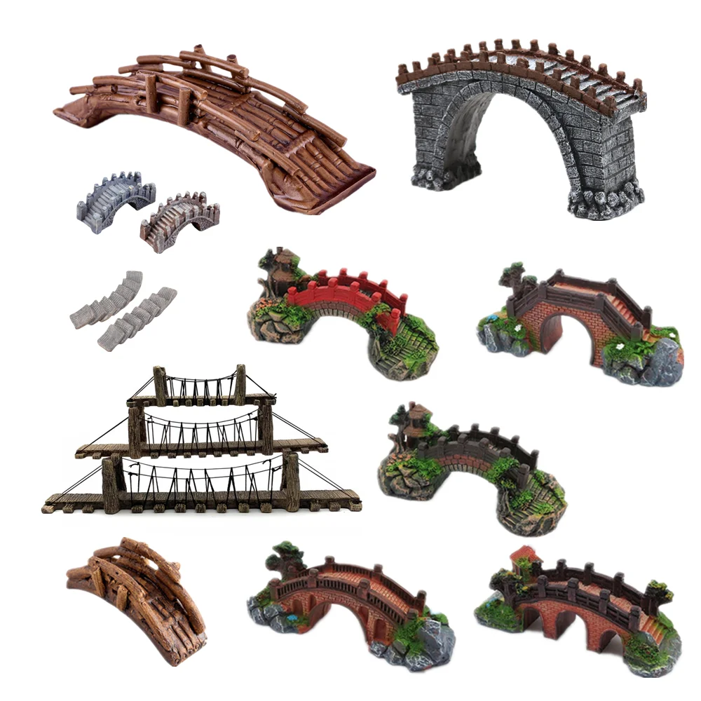 Rustic-Bridge-Aquarium-Ornament-Replica-Fish-Tank-Decoration-Rockery ...