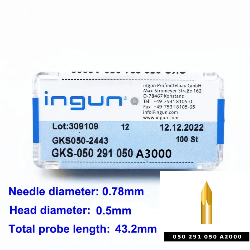 100PCS-INGUN-Probes-GKS050-291-050-A2000-A3000-Three-sided-Tip-0-78mm ...